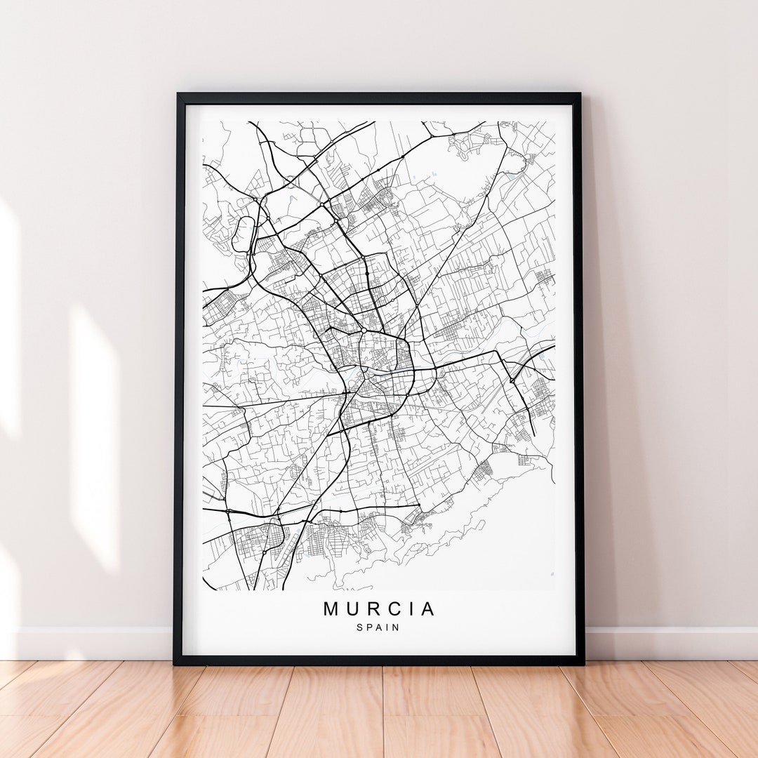 Murcia City Map Spain Print Minimalist Murcia Spain Town Map Poster ...