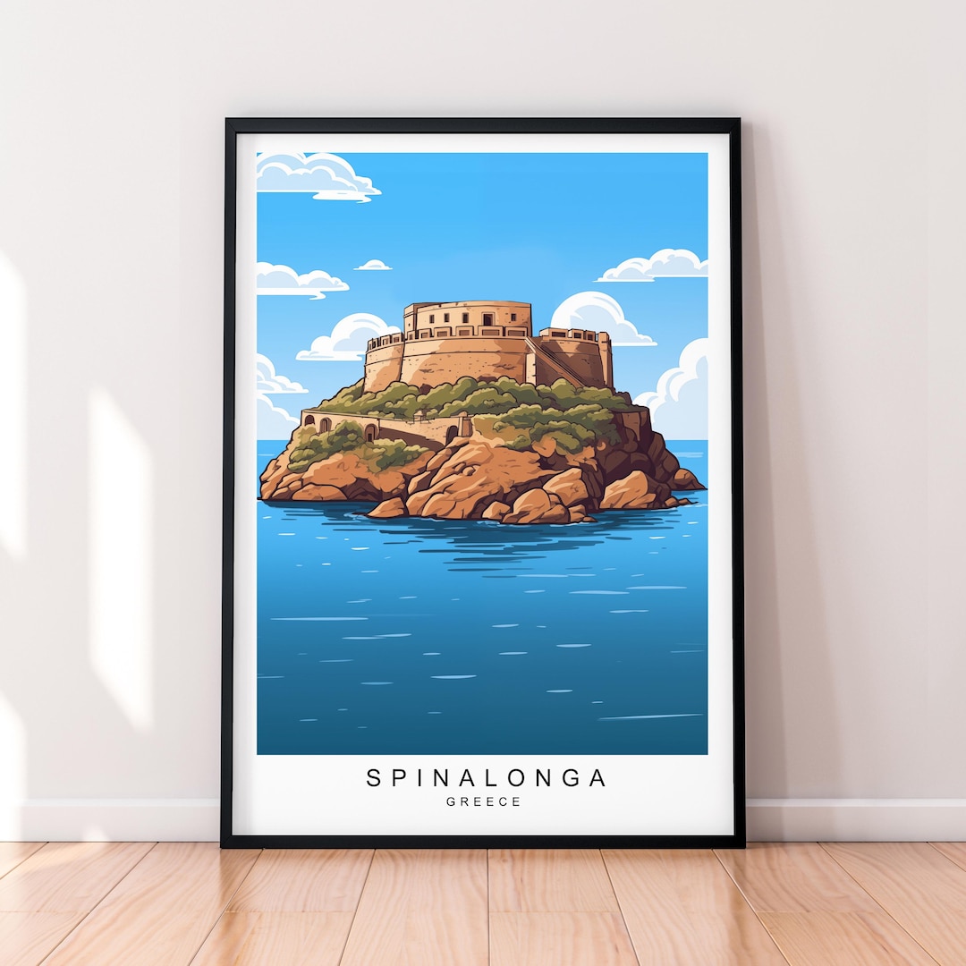Spinalonga Illustration Print Spinalonga Island Greece Poster Wall Art ...