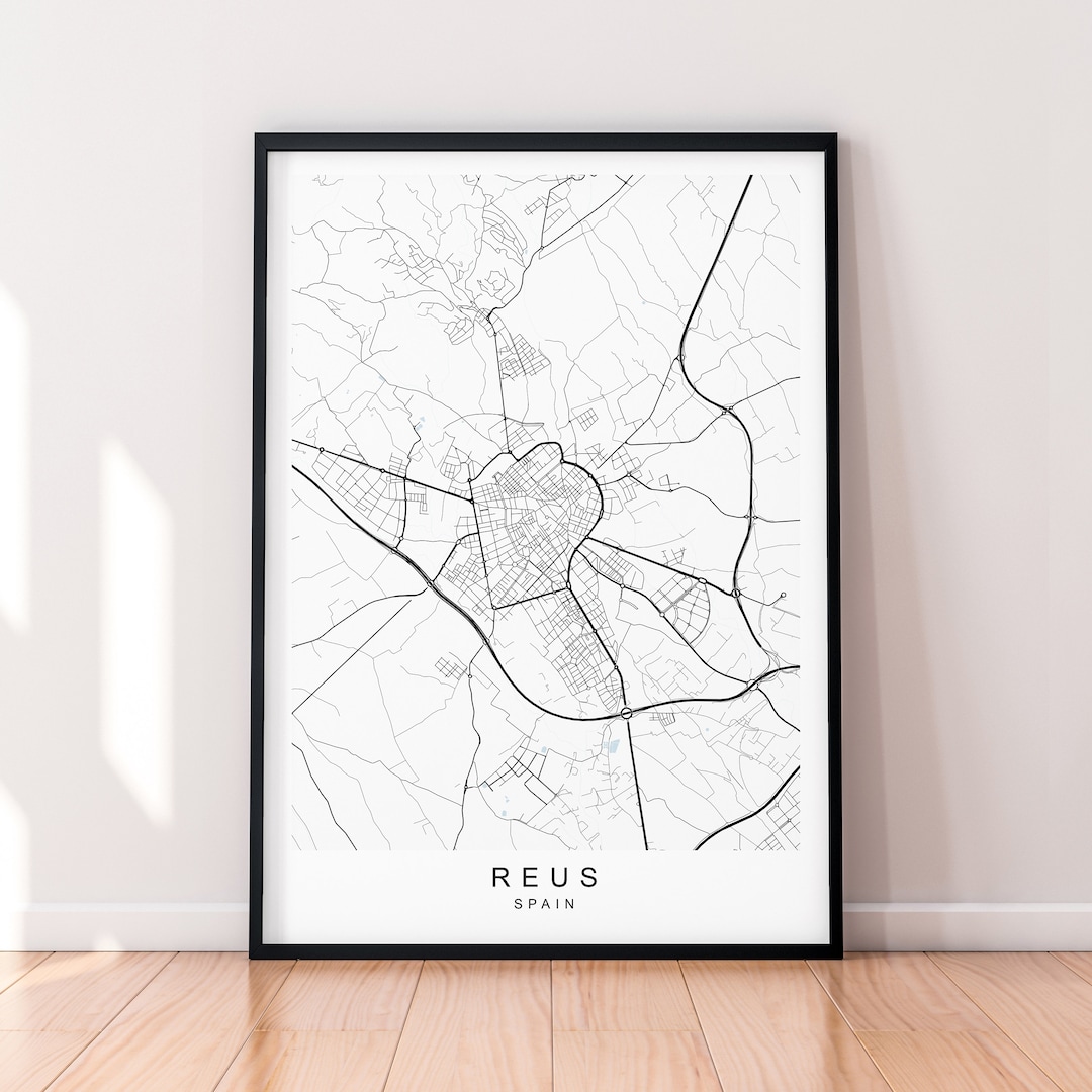 Reus City in Catalonia Map Spain Print Minimalist Reus Spain Town Map ...