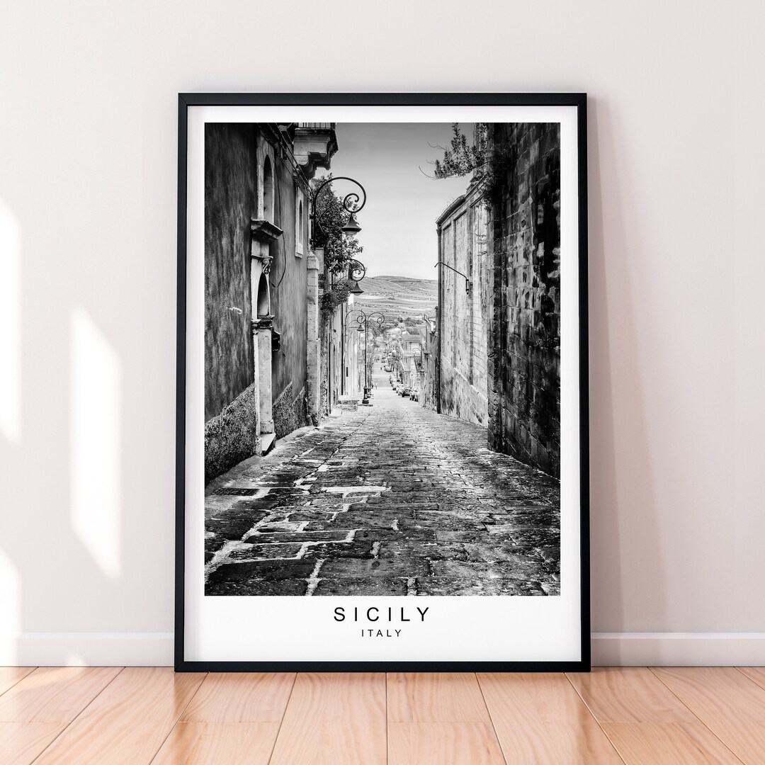 Sicily Italy Print Travel Poster Old Sicily Streets Minimalist Home ...