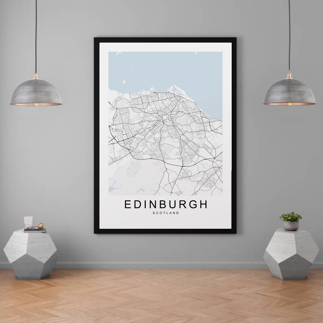 Edinburgh Map Scotland UK City Map Print Minimalist Home Map Poster ...