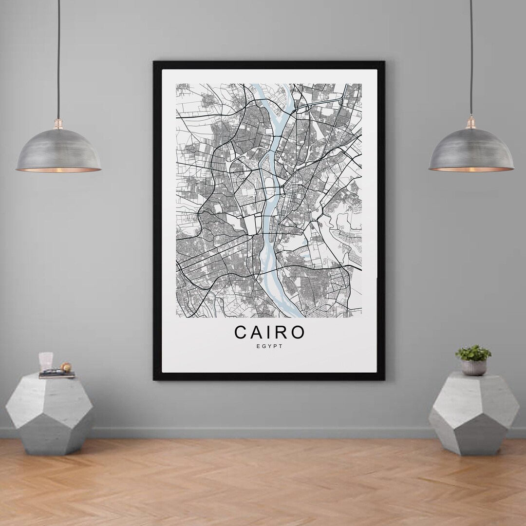 Cairo Map Egypt City Map Print Minimalist Home Map Poster Wall Décor - Etsy