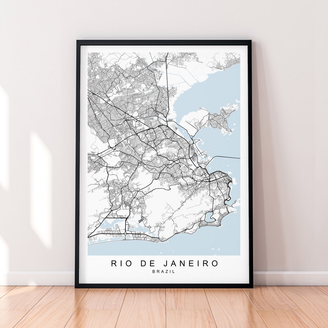 Rio De Janeiro City Map Brazil City Print Minimalist Home Rio De ...