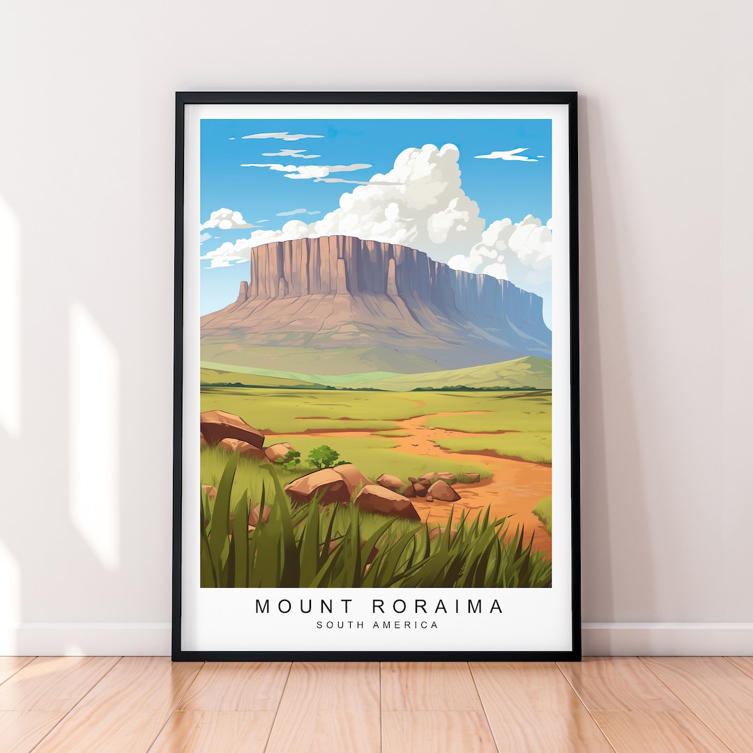 Mount Roraima Illustration Print Mount Roraima Pacaraima Travel Poster ...