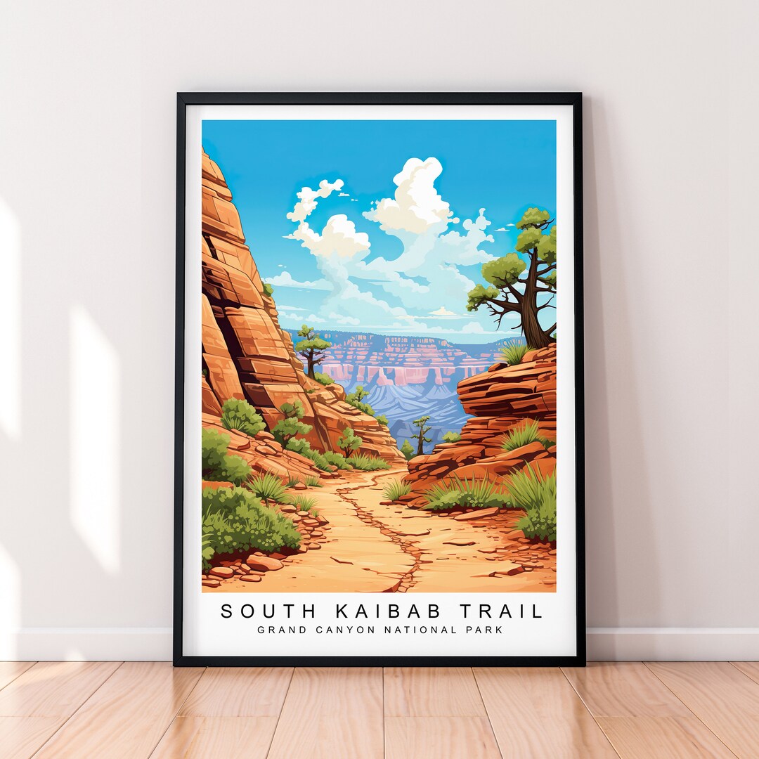 South Kaibab Trail Illustration Print South Kaibab Trail in Grand ...
