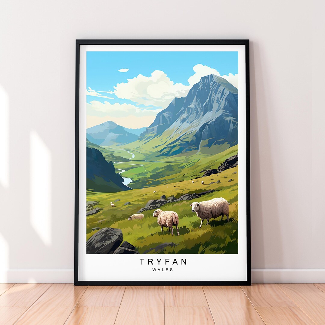 Tryfan Illustration Print Tryfan Mountain Wales Poster Wall Art Gift ...