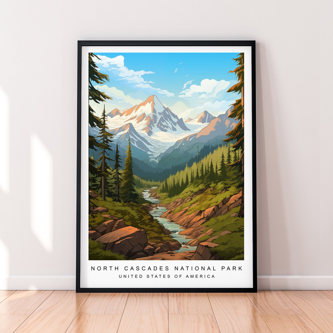North Cascades National Park Illustration Print North Cascades National ...
