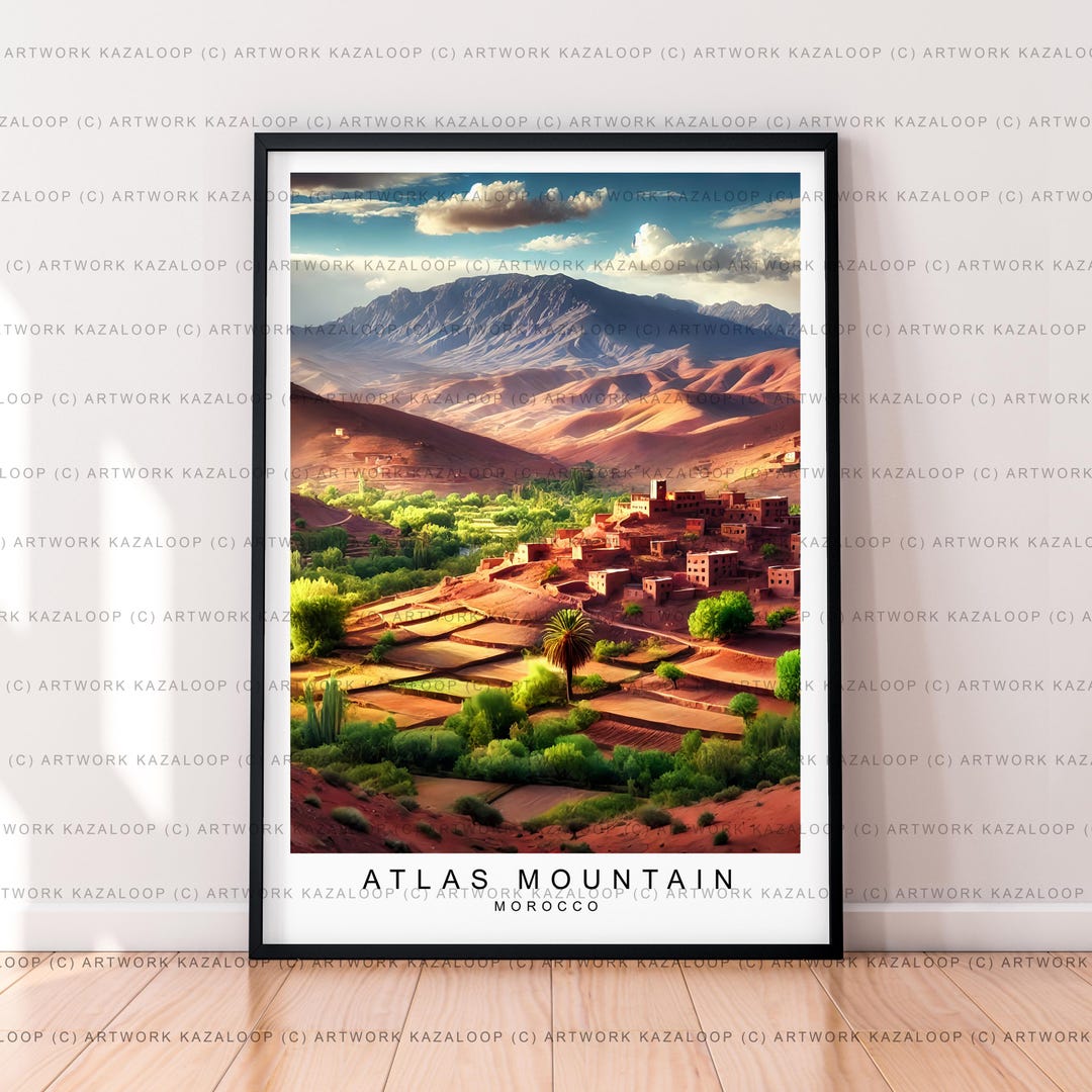 Atlas Mountain Morocco Unframed Illustration Print Poster Art, Atlas ...