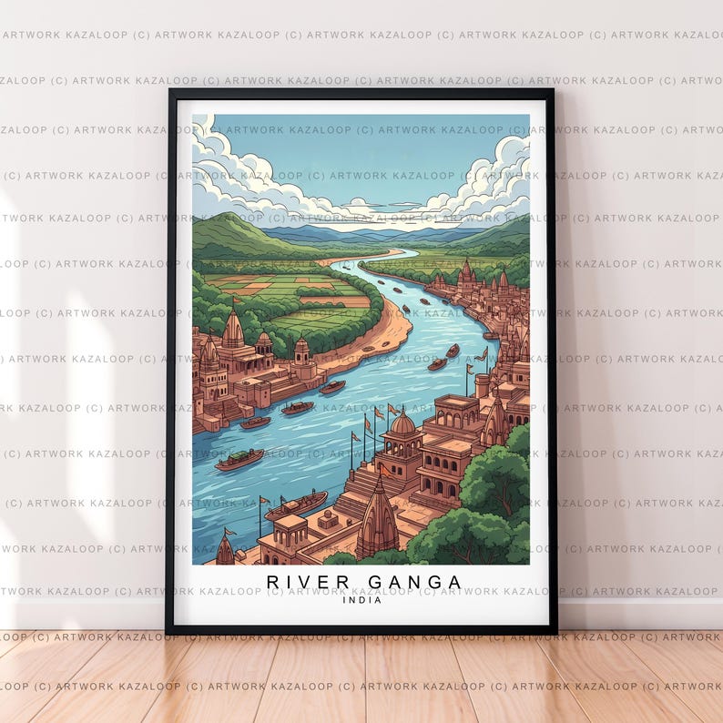 River Ganga India Unframed Illustration Print Poster Art Sacred River ...