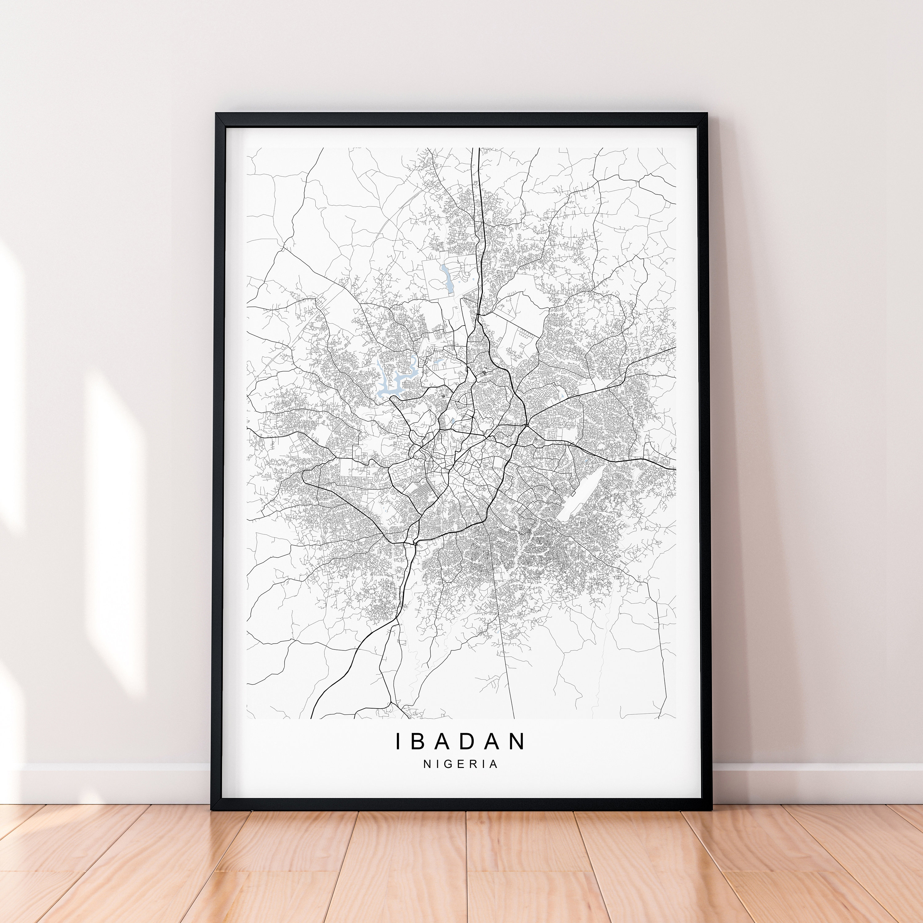 Ibadan City Map Print Poster Minimalist Home Art Ibadan Nigeria Map ...
