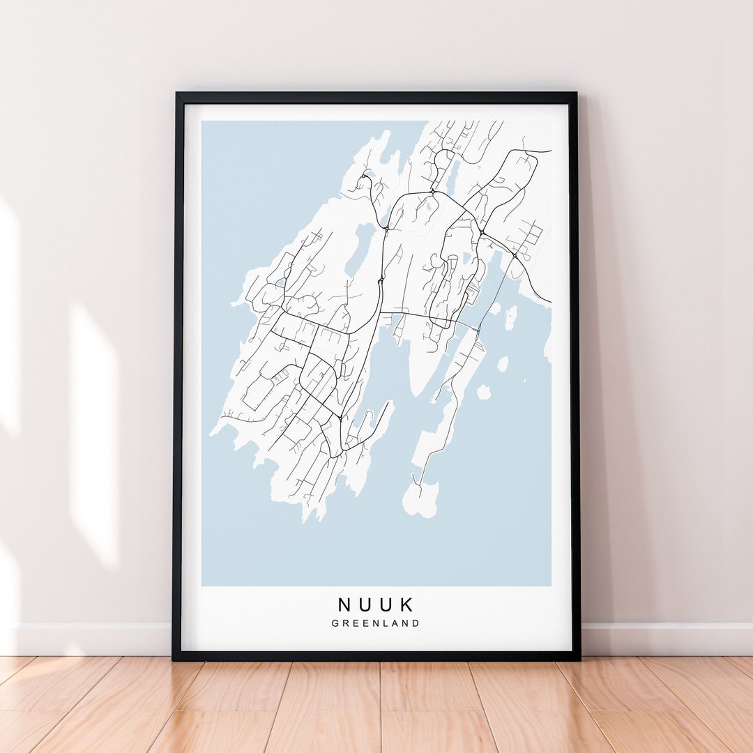 Nuuk Town Map Print Poster Minimalist Home Nuuk Greenland Map Poster ...