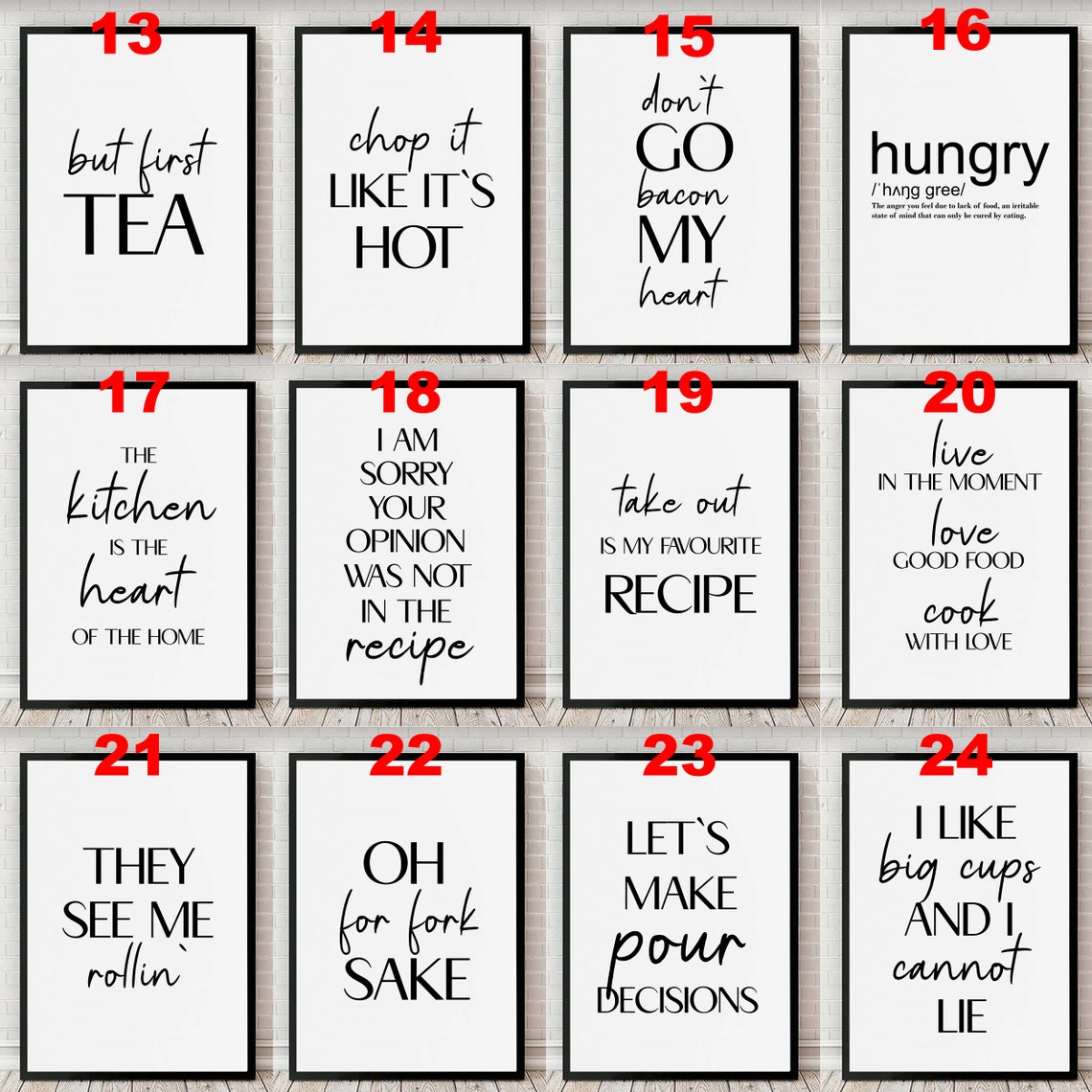 Kitchen Dining Prints Posters Home Décor Gift Typography | Etsy