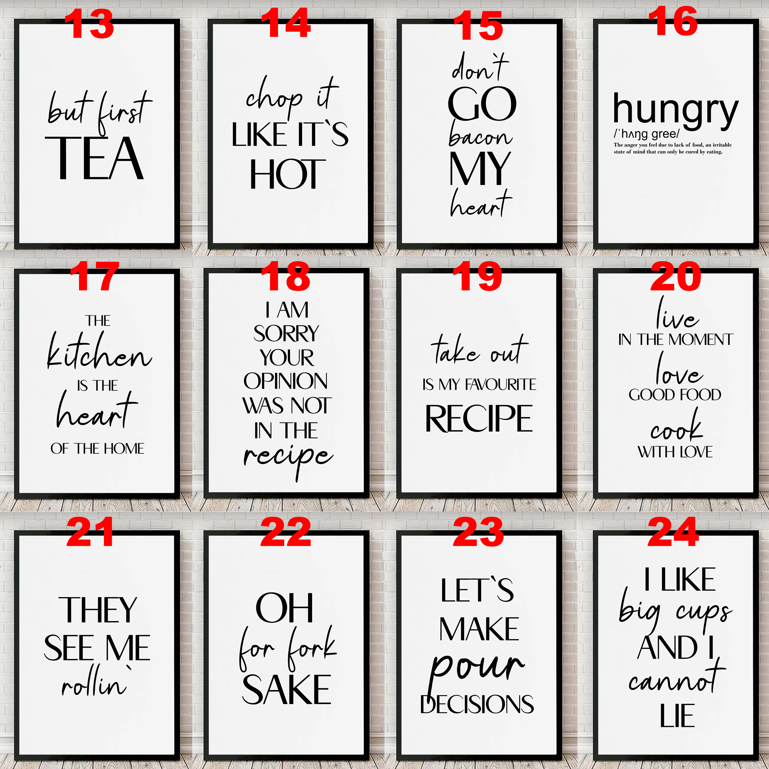 Kitchen Dining Prints Posters Home Décor Gift Typography | Etsy