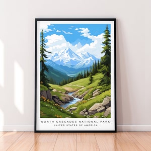 North Cascades National Park Illustration Print North Cascades National ...