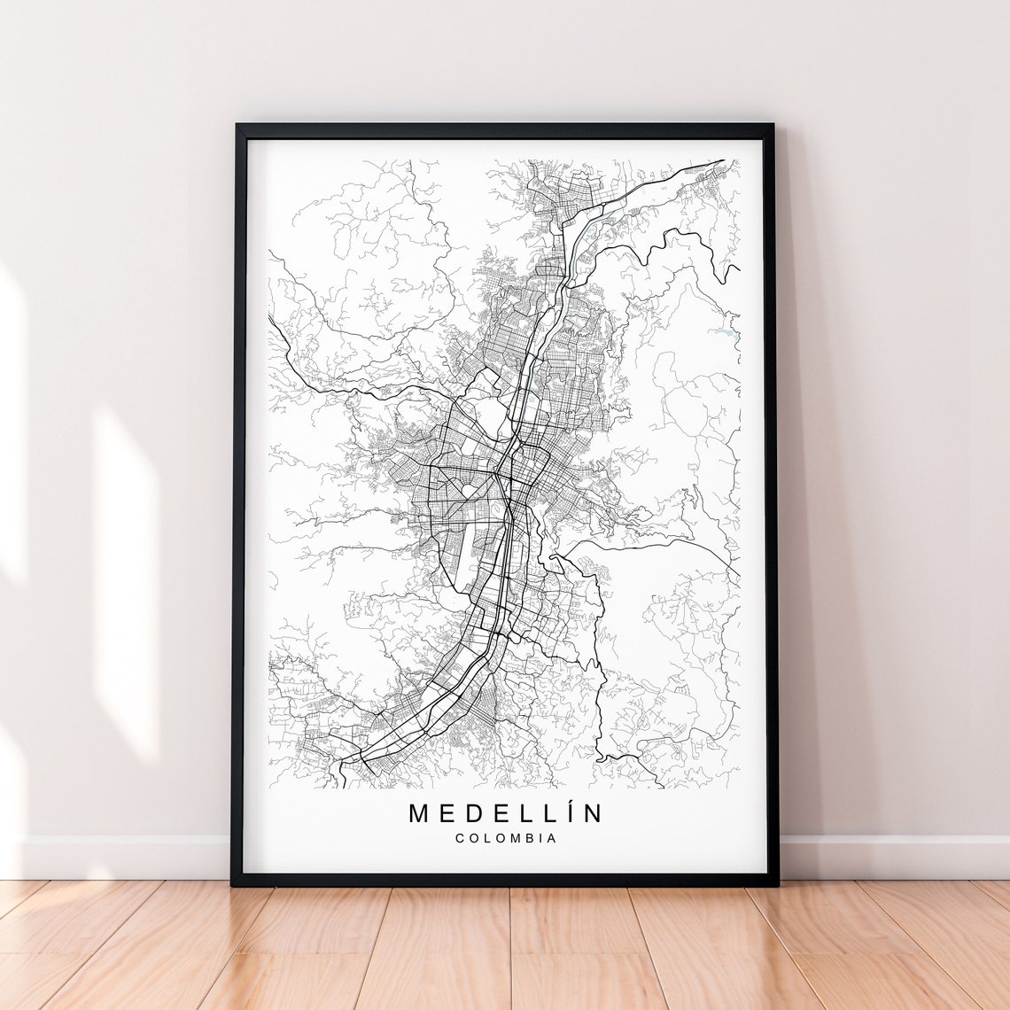 Medellín City Map Print Poster Minimalist Home Medellin Colombia Town ...