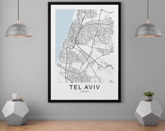 TEL AVIV Stadtplan, Tel Aviv Poster, Stadtkarte Tel Aviv, Tel Aviv ...