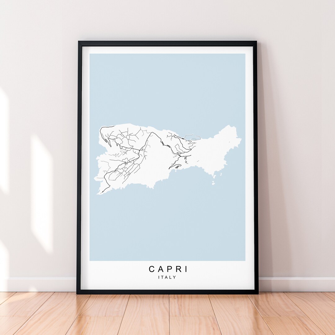Capri Island Map Italy Print Poster Minimalist Home Decor Capri Island ...