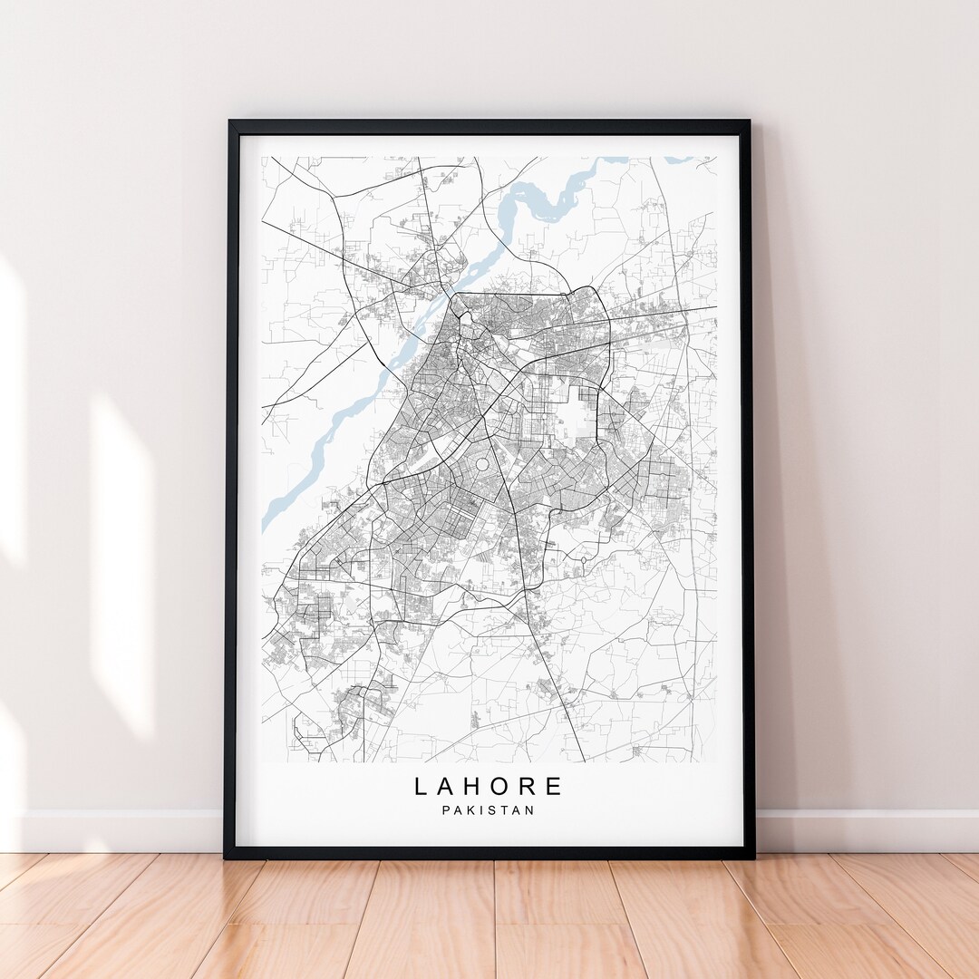 Lahore City Map Print Poster Minimalist Home Lahore Pakistan Map Poster ...