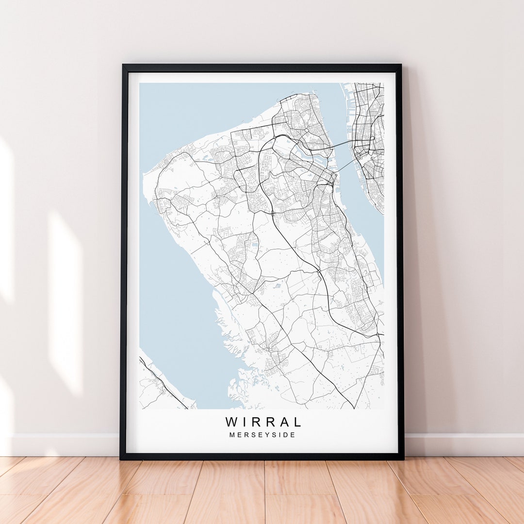 Wirral Map England Print Poster Minimalist Home Decor Wirral UK ...