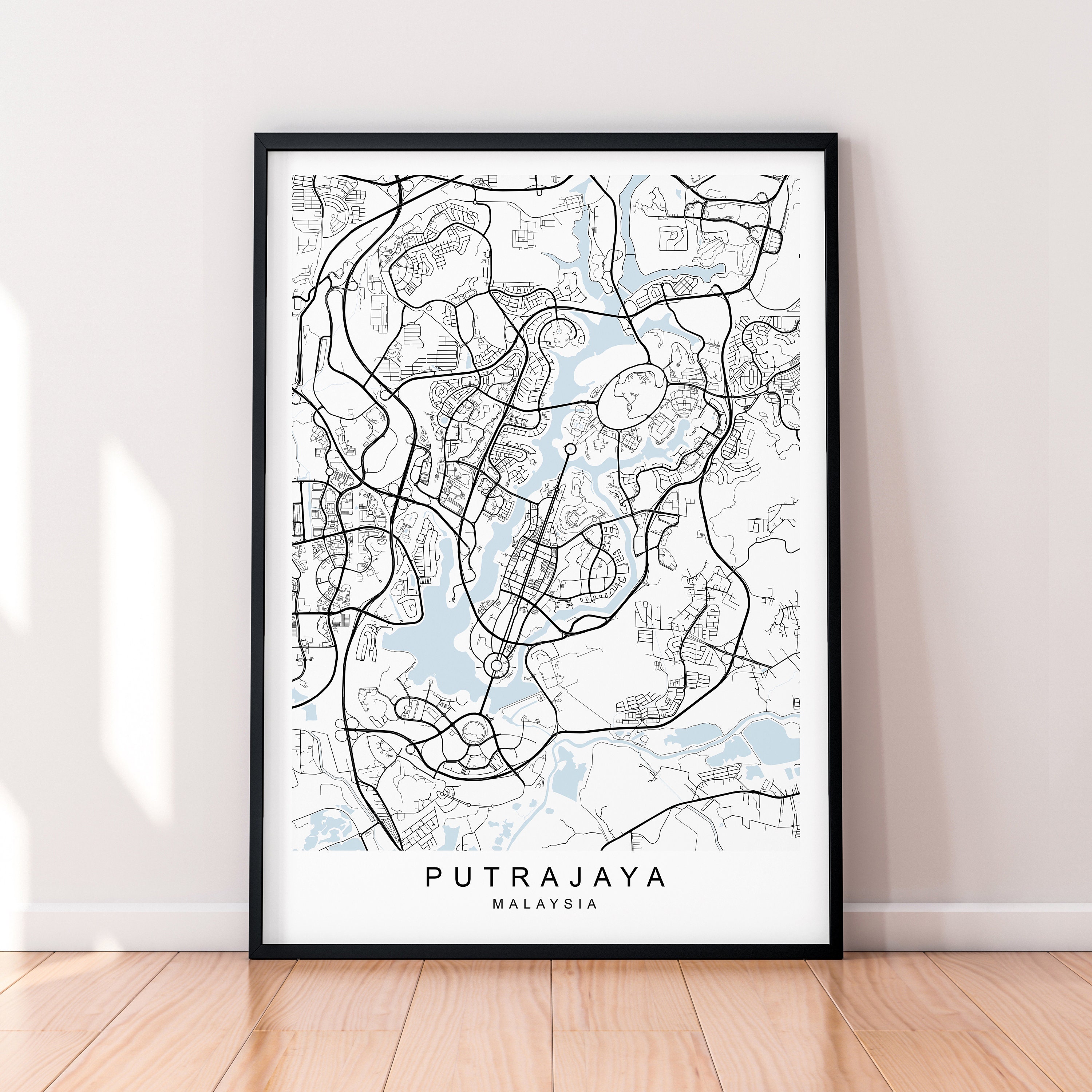 Mapa de la ciudad de Putrajaya, póster impreso de Malasia, póster ...