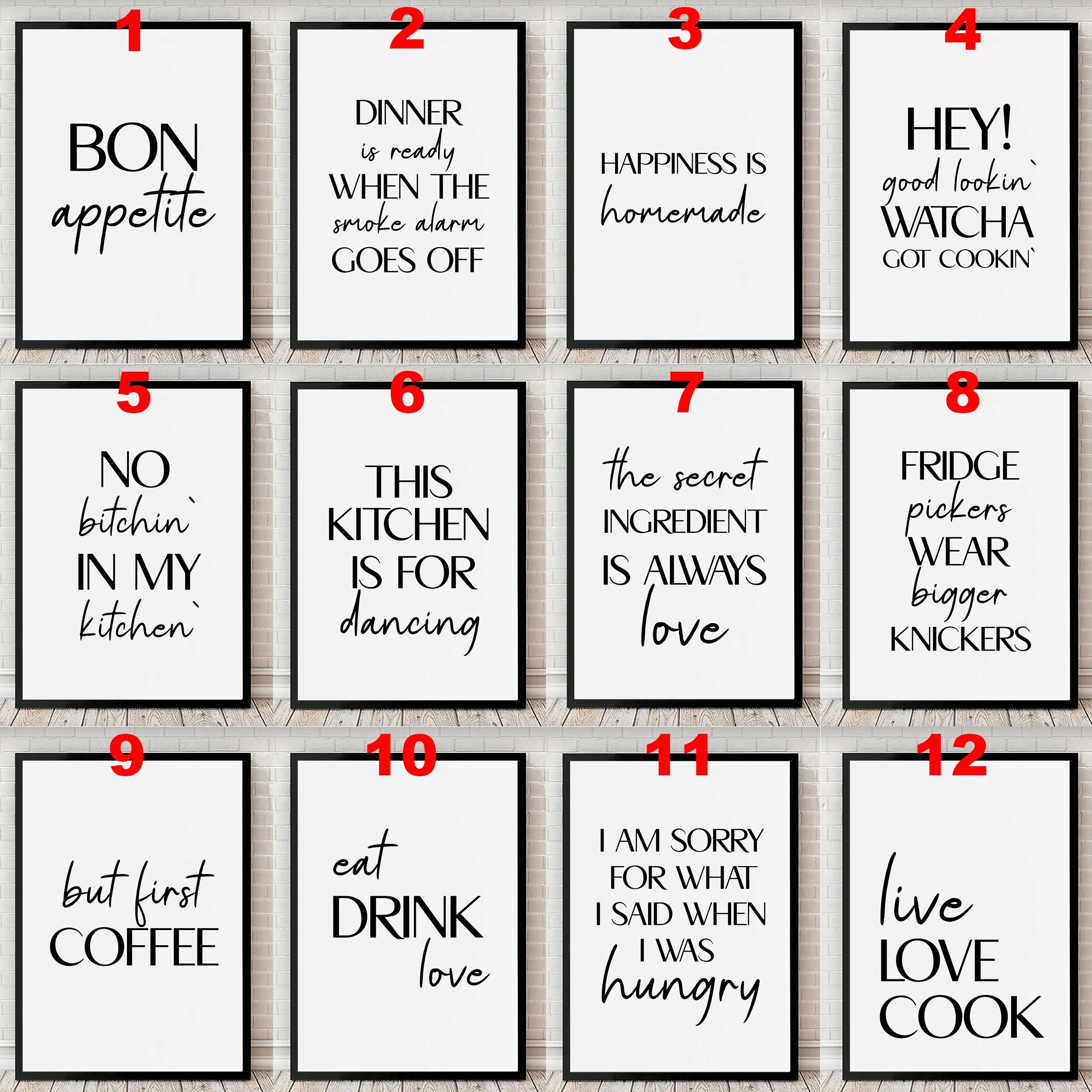 Kitchen Dining Prints Posters Home Décor Gift Typography | Etsy