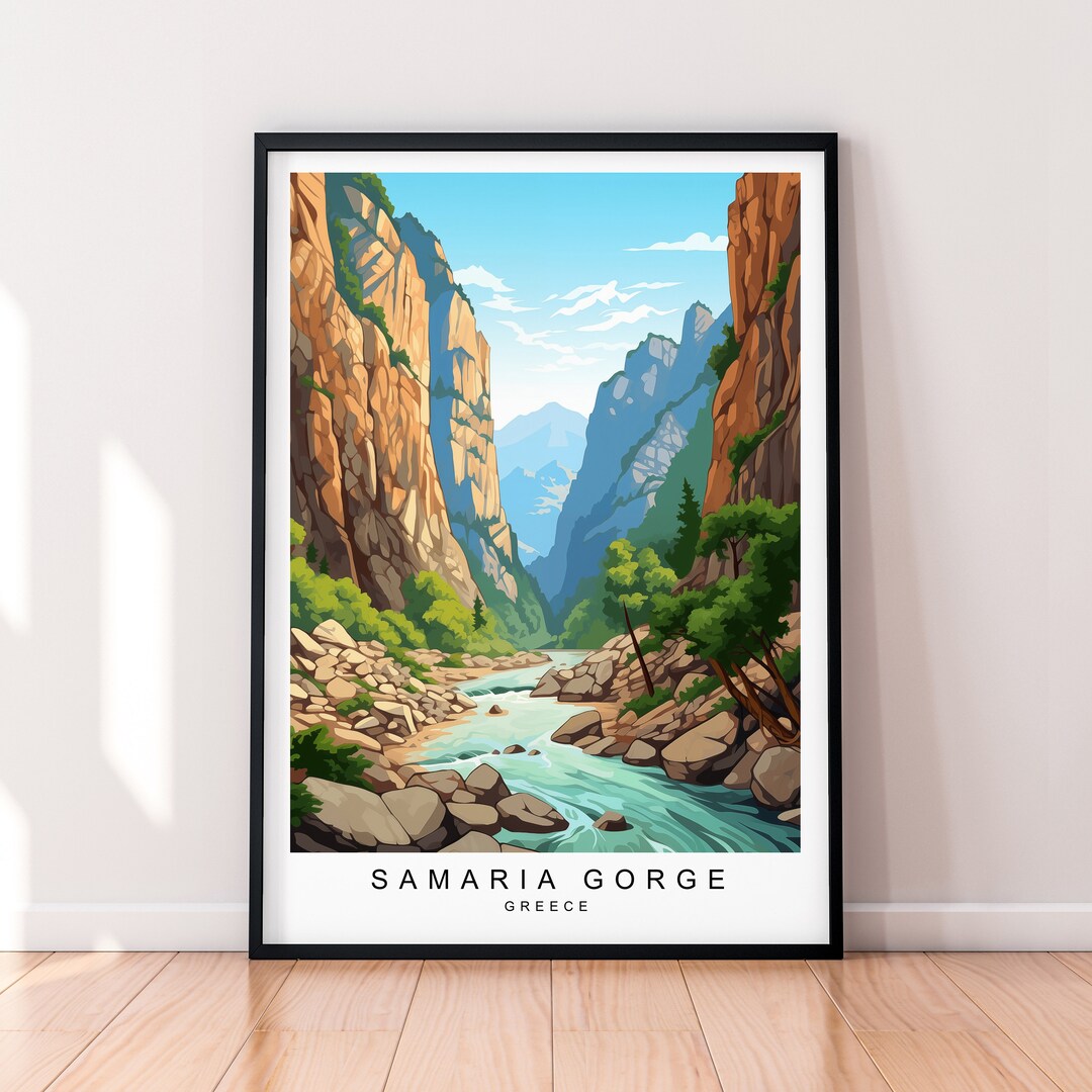 Samaria Gorge Travel Print Samaria Gorge Illustration Art Poster ...