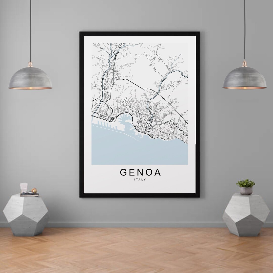 Genoa Map Italy City Map Print Minimalist Home Map Poster Wall Décor - Etsy