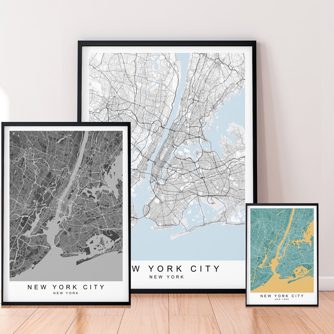 New York City Map Poster Print Minimalist New York USA Home Map Poster ...