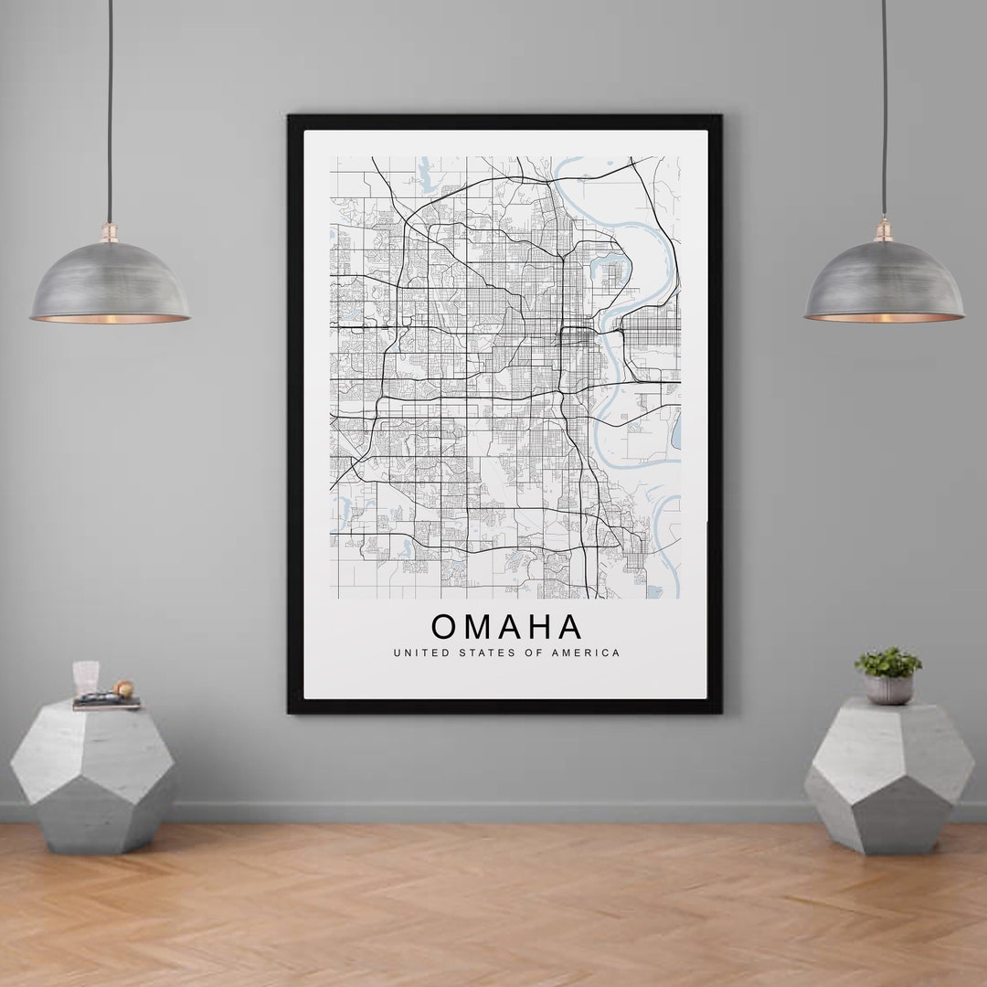 Omaha Map Nebraska USA City Town Map Print Minimalist Home Map Poster ...