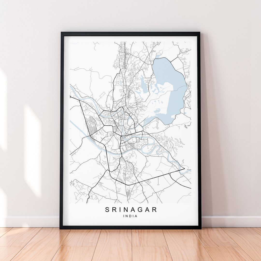 Srinagar City India Map Print Poster Minimalist Home Srinagar India ...
