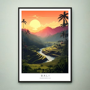 Bali Wall Art Illustration Print Bali Travel Poster Gift Unframed Print ...