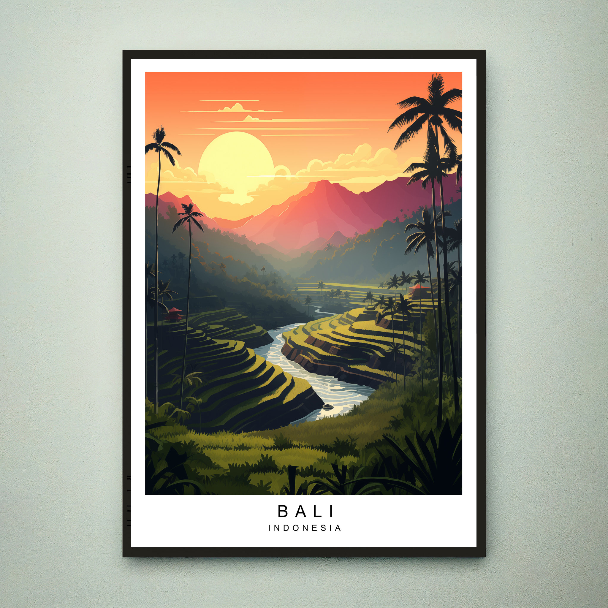 Bali Wall Art Illustration Print Bali Travel Poster Gift Unframed Print ...