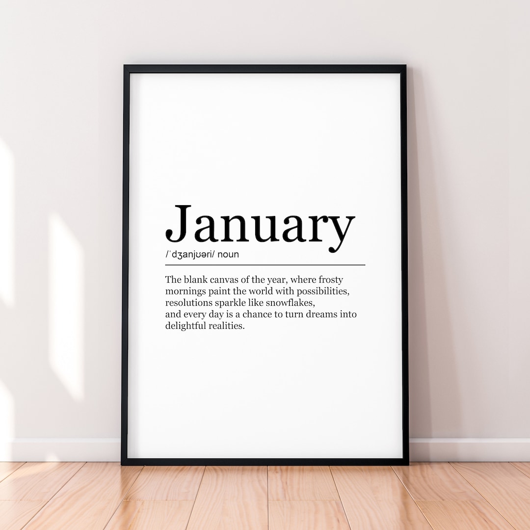 January Fun Print Definition Poster Wall Art January Month Meaning ...