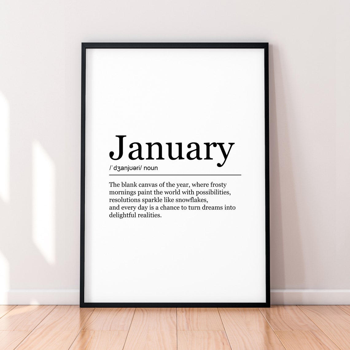 January Fun Print Definition Poster Wall Art January Month Meaning ...