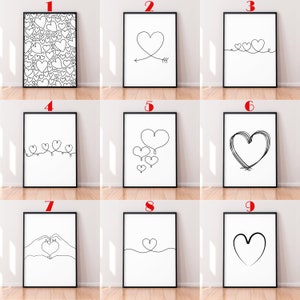 Line Art Heart Love Print Poster Minimalist Unframed Home - Etsy