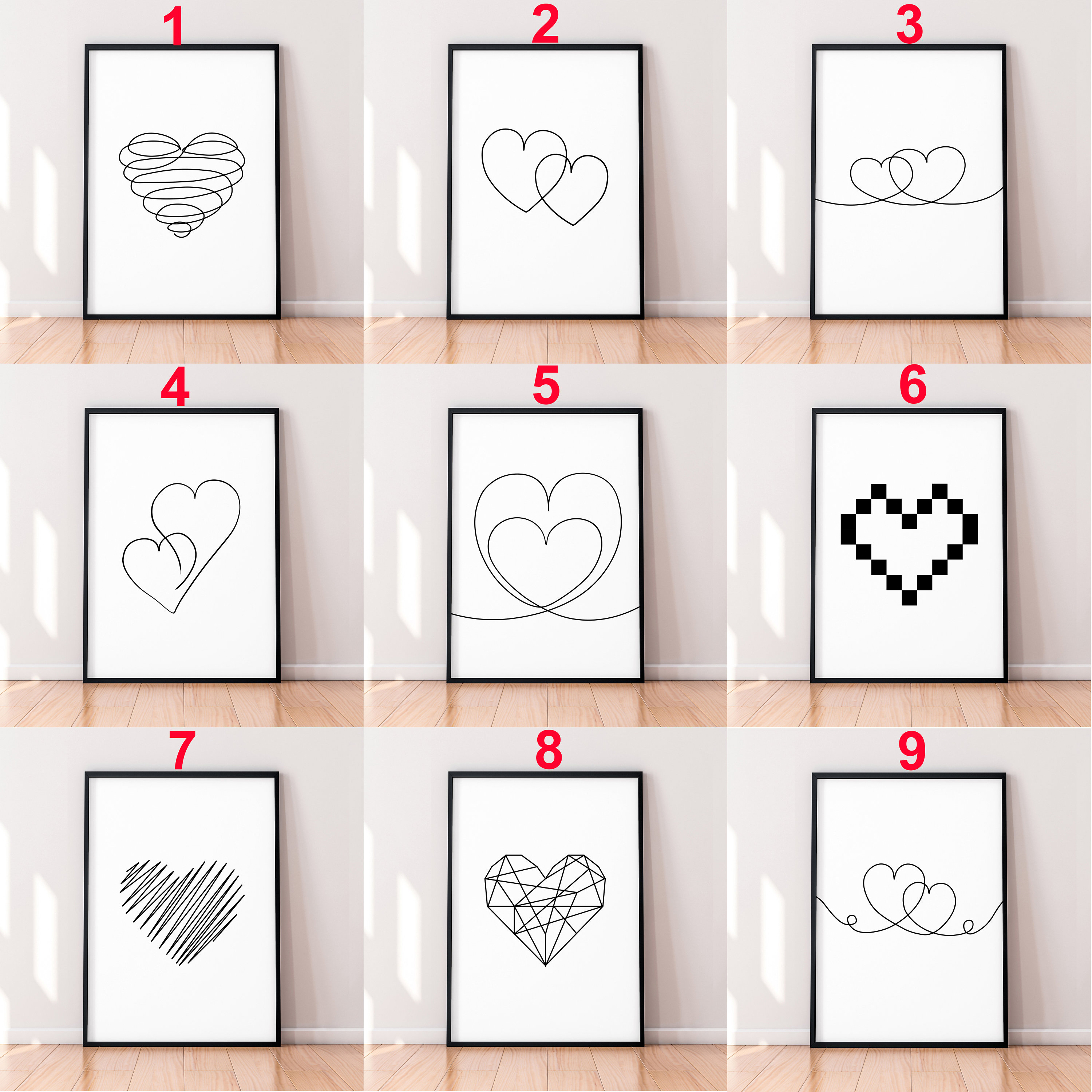 Heart Love Line Art Print Poster Minimalist Simple Unframed - Etsy