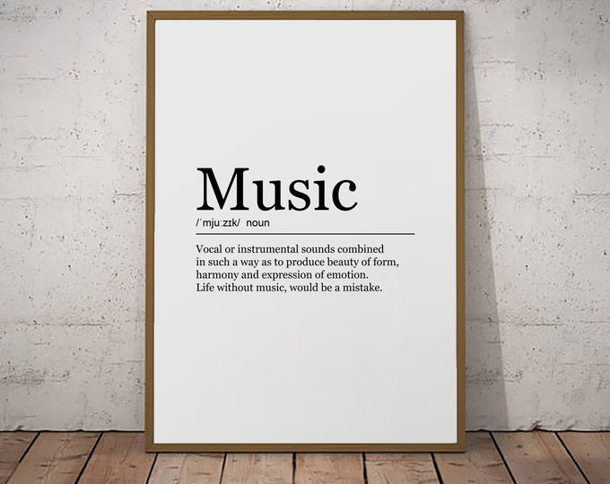 Music Definition Print in Typewriter Font on 5x7, 8x10, 11x14 Handmade ...