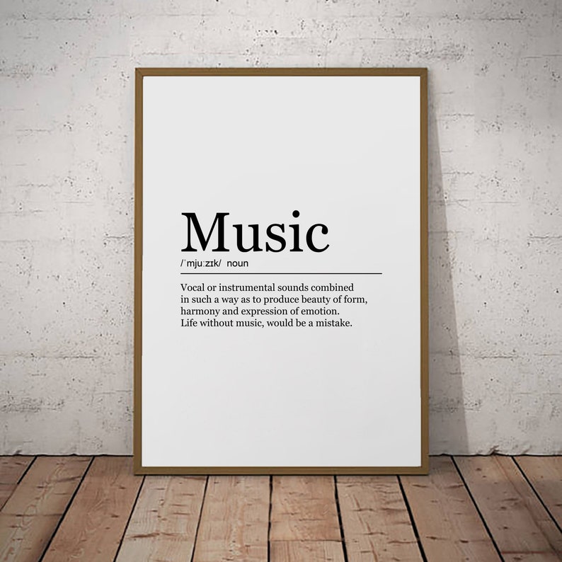 Music Definition Print Poster Wall Art Minimalist Print - Etsy