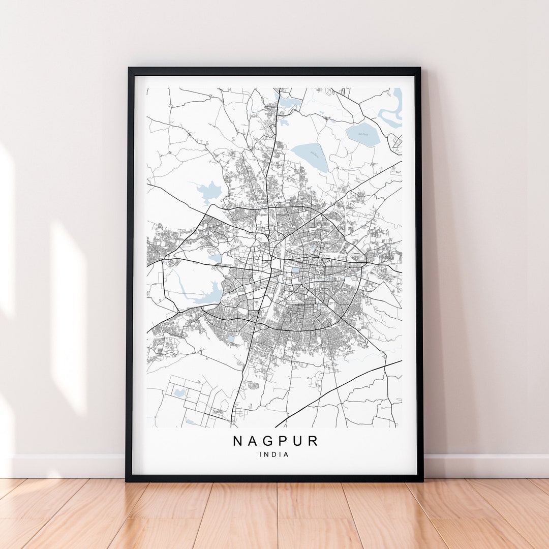 Nagpur City India Map Print Poster Minimalist Home Nagpur India Town ...