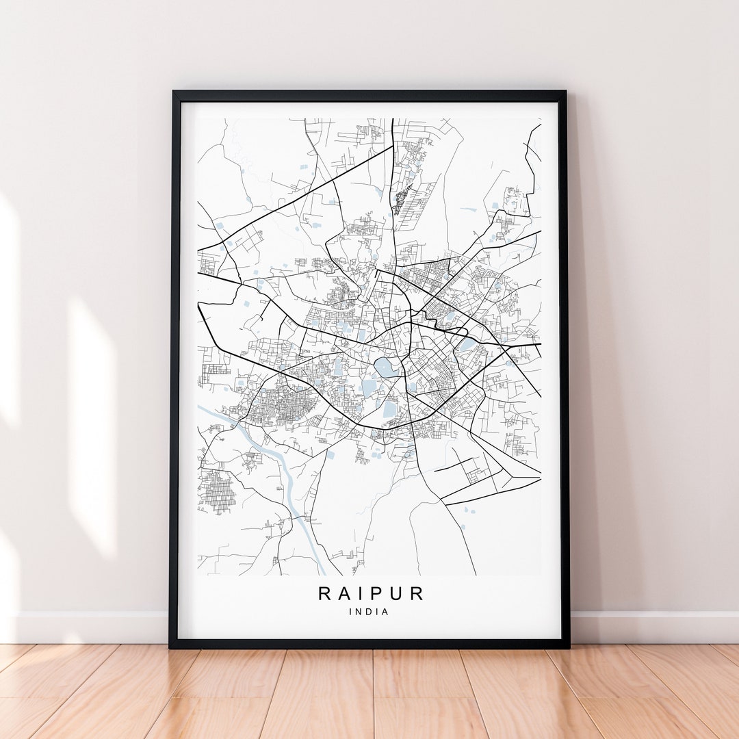 Raipur City India Map Print Poster Minimalist Home Raipur India Town ...