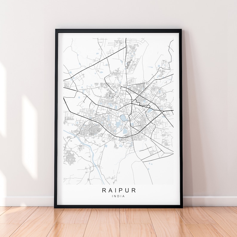 Raipur City India Map Print Poster Minimalist Home Raipur India Town ...