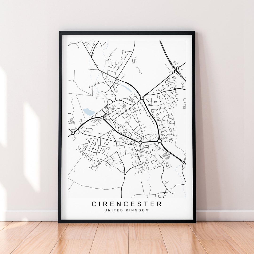 Cirencester Town England Map Print Poster Minimalist Home Decor ...