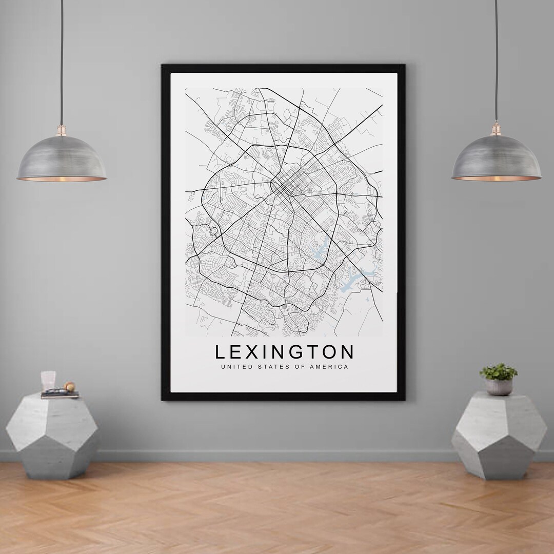 Lexington Map Kentucky USA City Town Map Print Minimalist Home Map ...