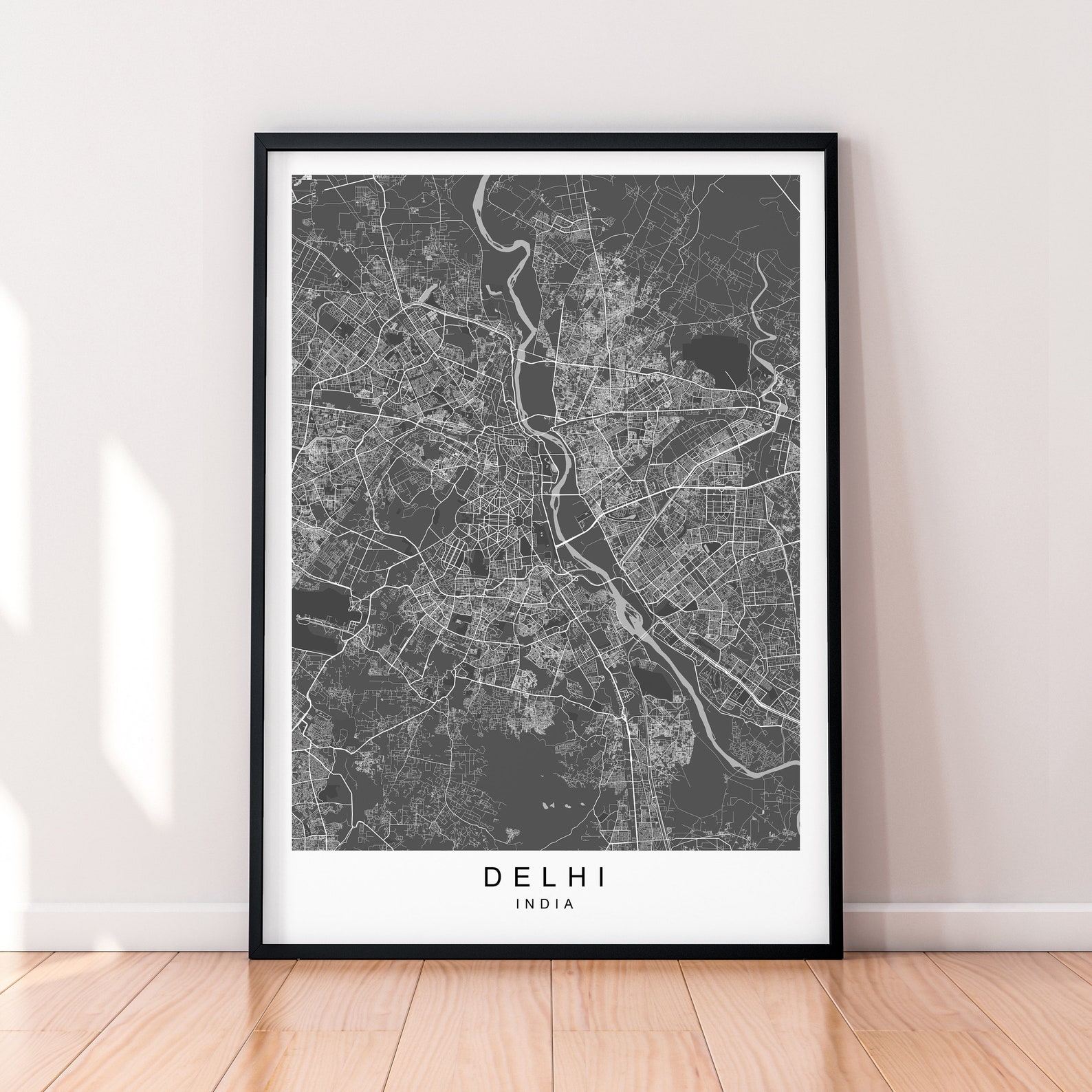 Delhi Map India City Map Print Minimalist Home Delhi Map - Etsy