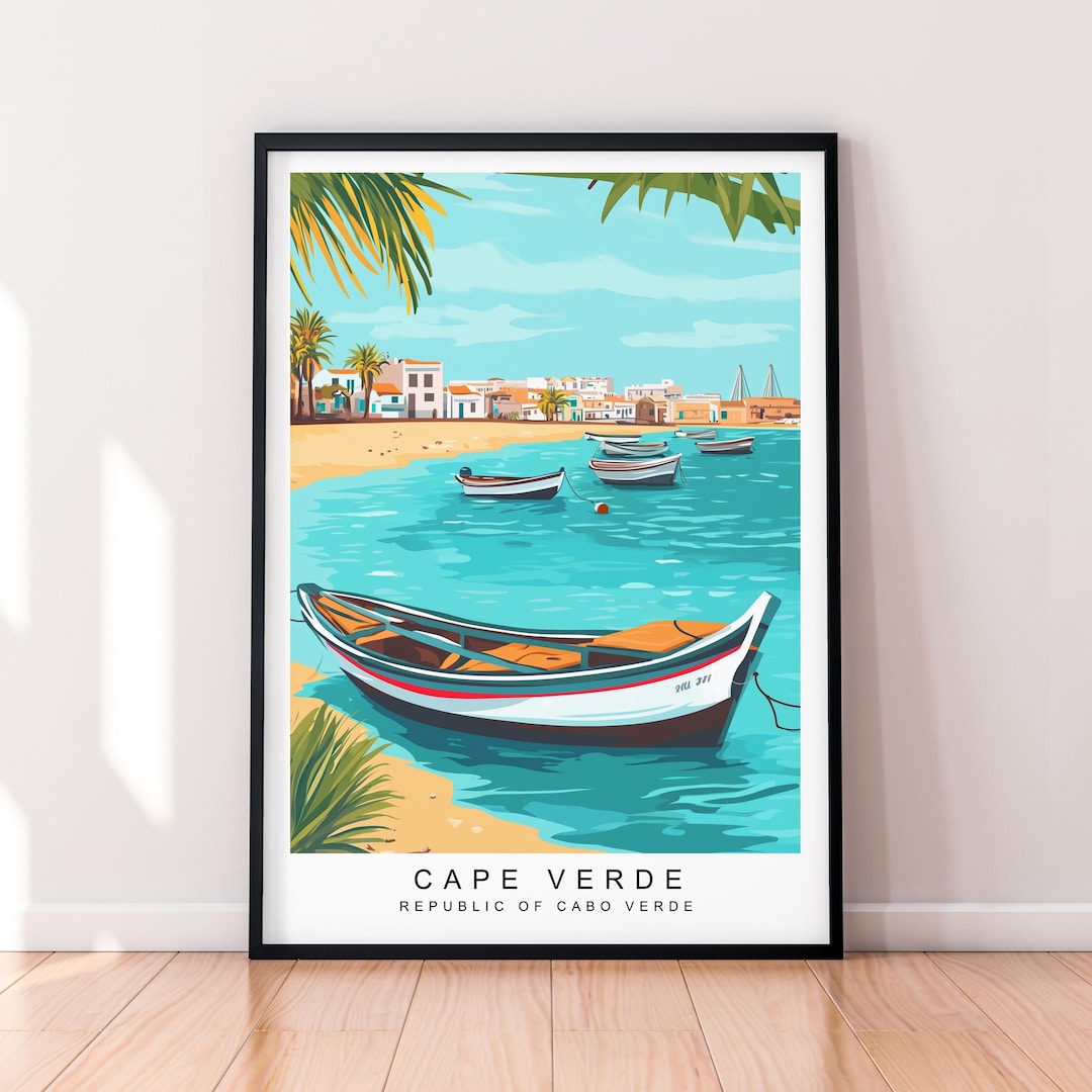 Cape Verde Art Illustration Print Cabo Verde Beach Poster Wall Art Gift ...