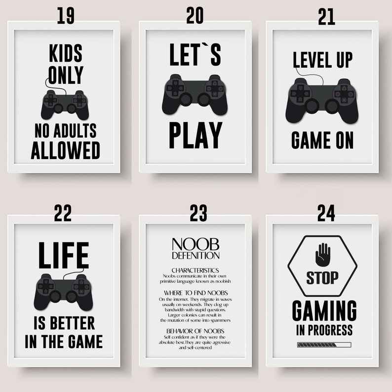 Gaming Prints Posters Kids Children Adult Gamers Bedroom Text | Etsy