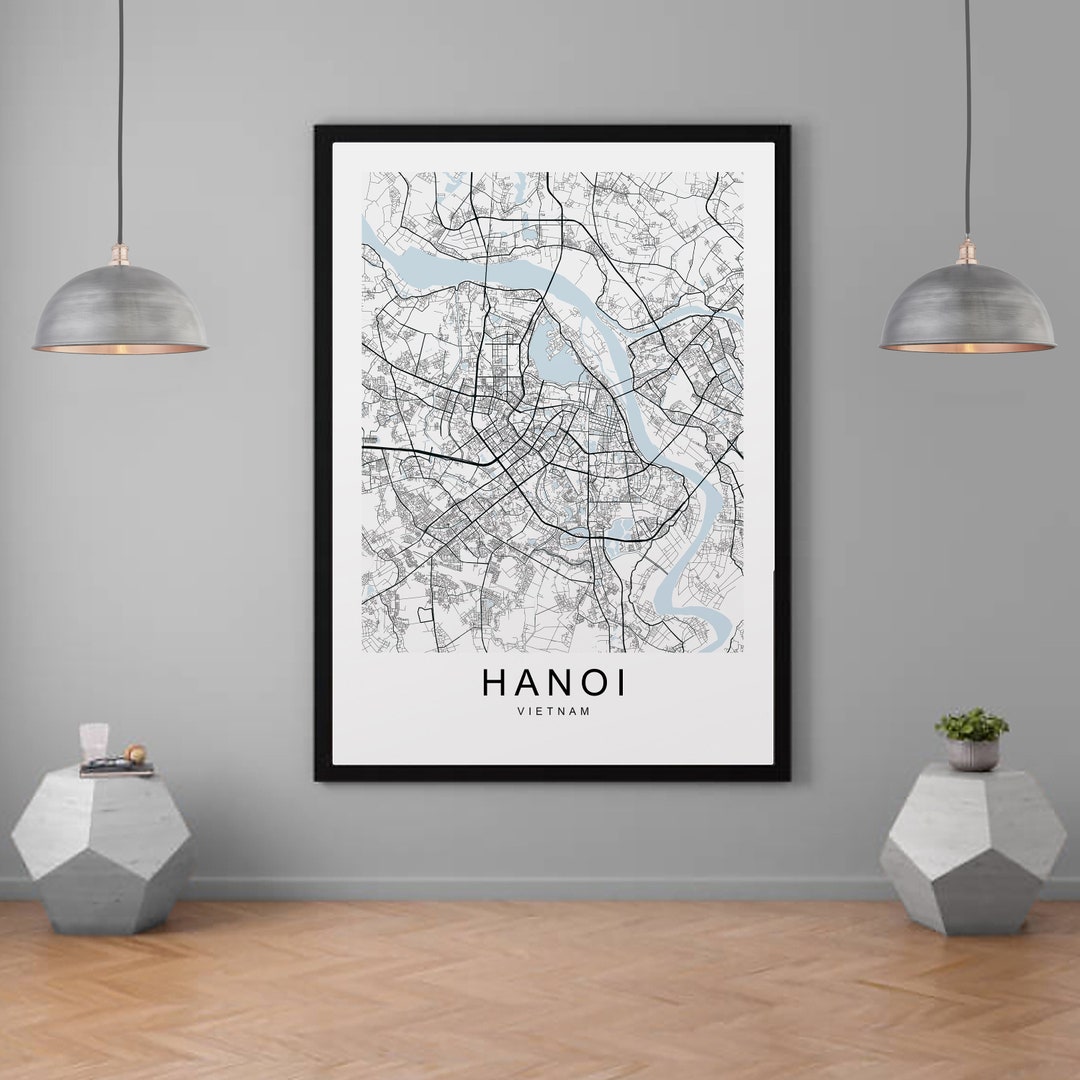 Hanoi Map Vietnam Map Print Minimalist Home Map Travel Poster Wall ...
