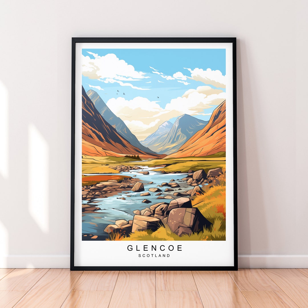 Glencoe Illustration Print Glencoe Scotland Highlands Travel Poster ...