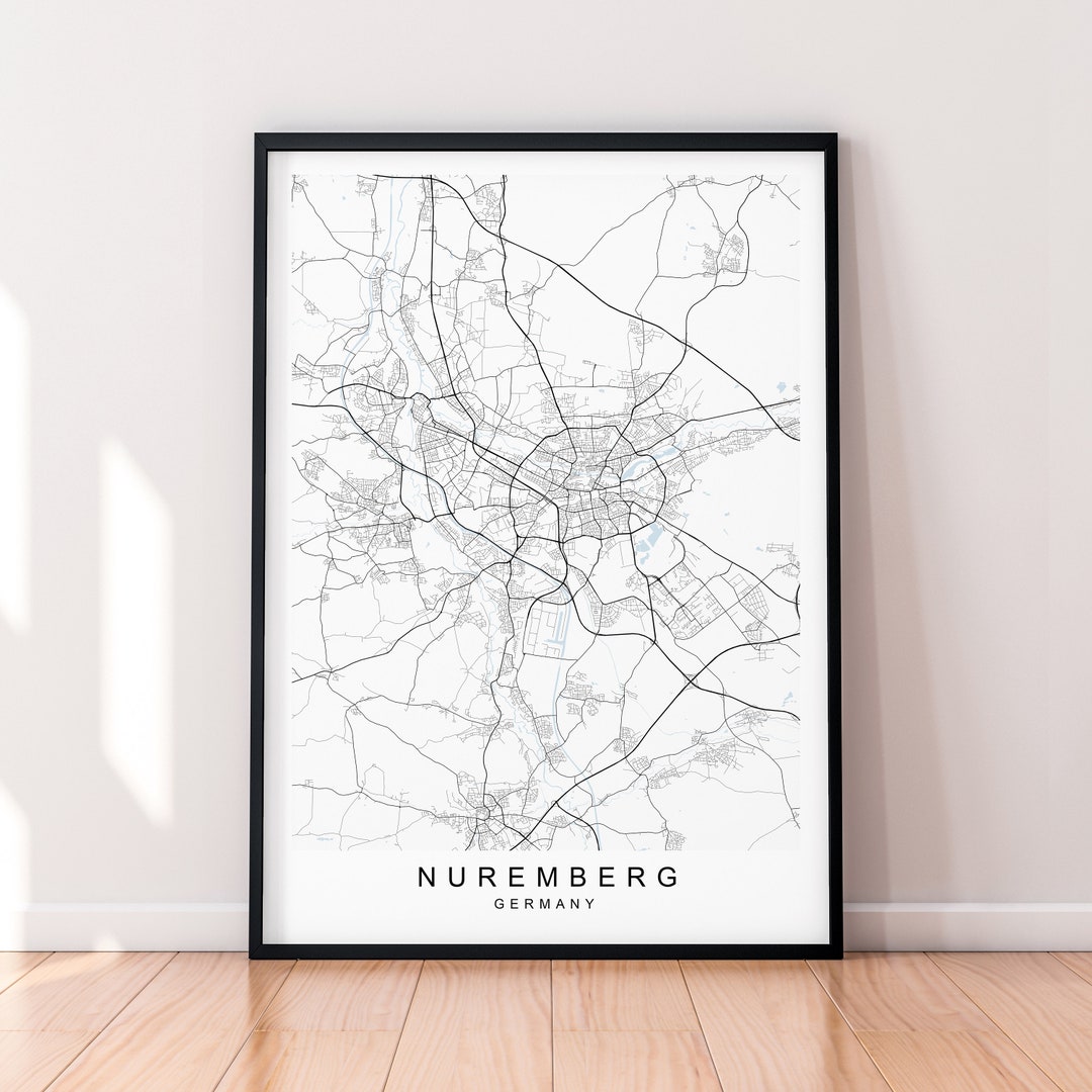Nuremberg City Map Germany Print Poster Minimalist Home Decor Nuremberg ...