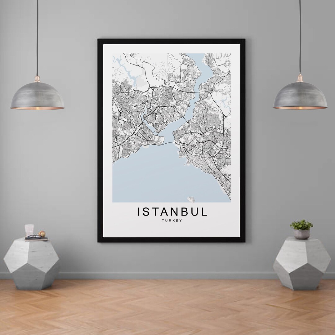 Istanbul Map Print Minimalist Home Istanbul Turkey Map Poster Wall ...